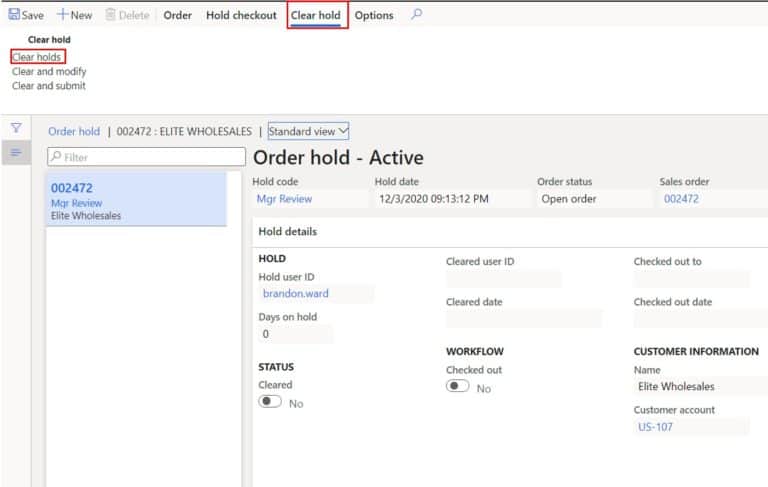 Customer and Sales Order Holds: D365 Finance and Operations – Dynamics Tips
