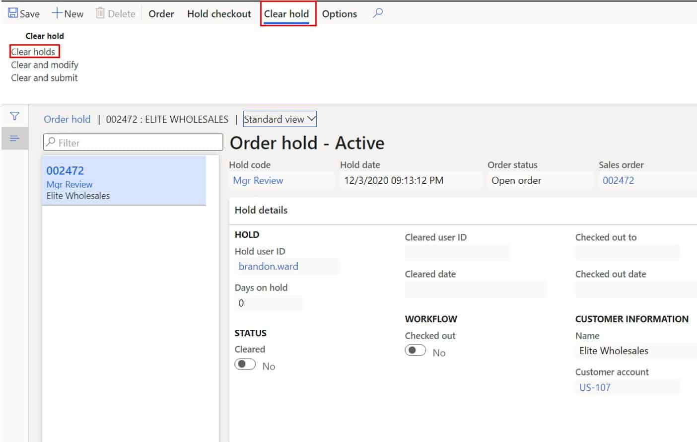 Customer and Sales Order Holds: D365 Finance and Operations – Dynamics Tips