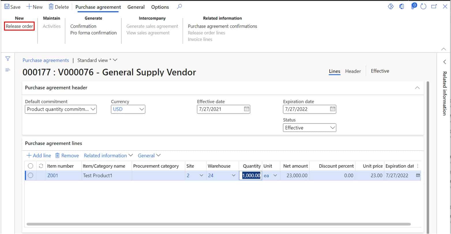 Purchase Agreements Explained: Dynamics 365 Finance and Operations