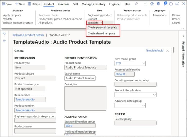Create and Use Product Templates: Dynamics 365 Finance and Operations ...