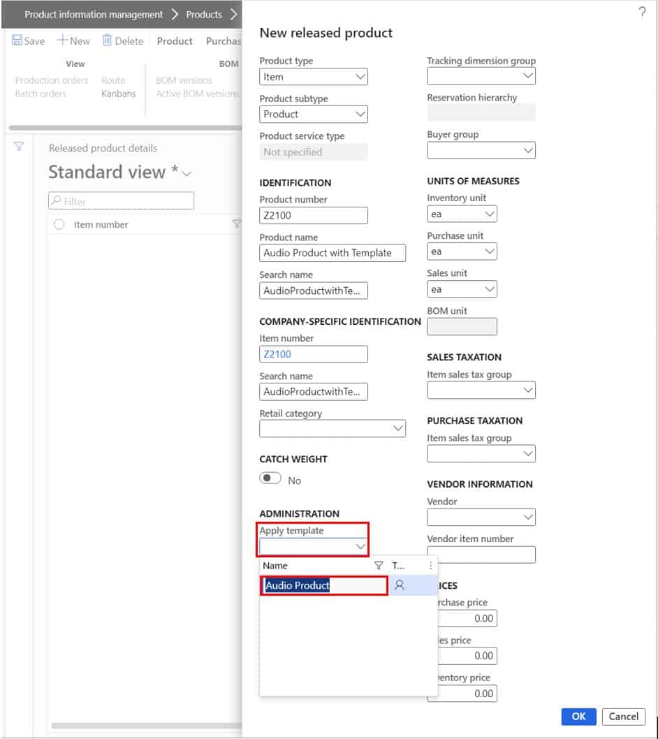 Create and Use Product Templates: Dynamics 365 Finance and Operations ...