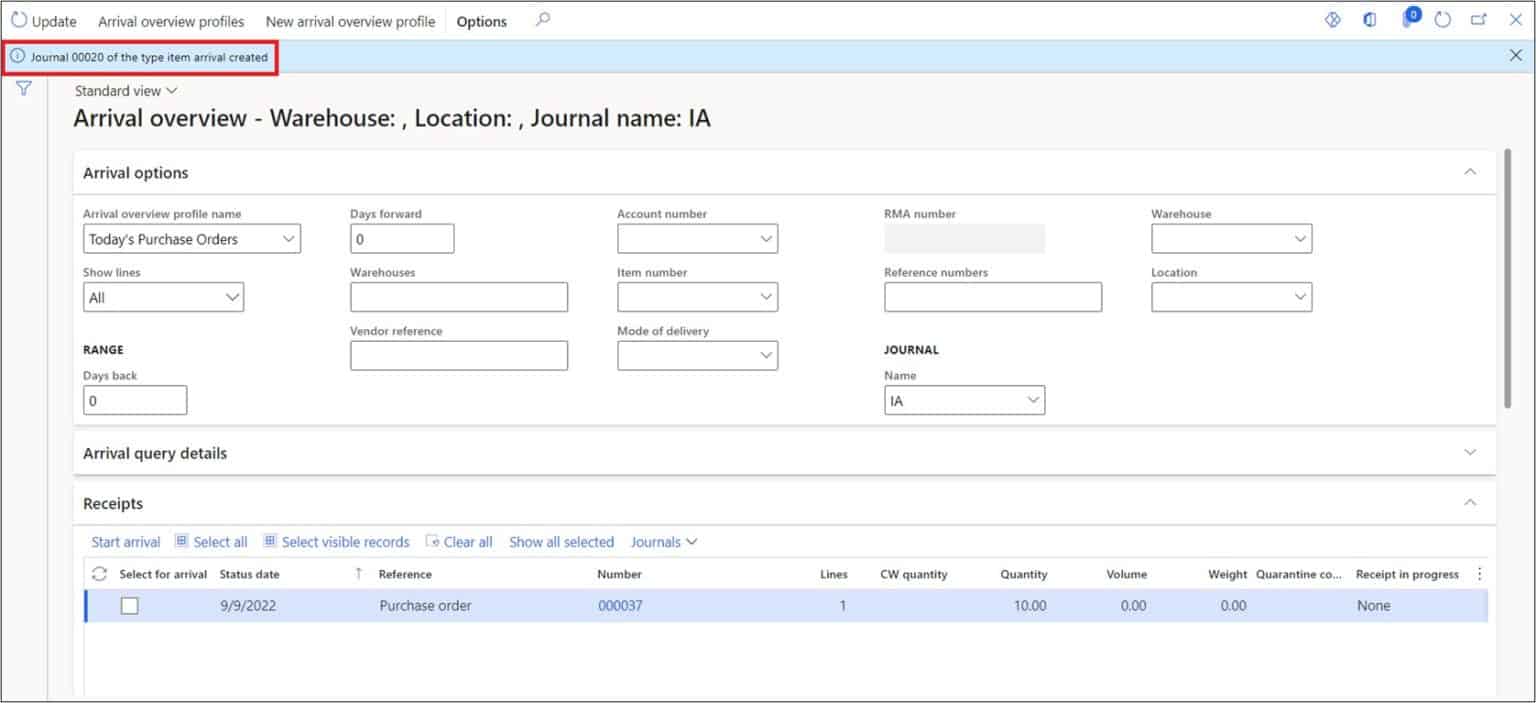 Arrival Overview: D365 Finance and Operations – Dynamics Tips
