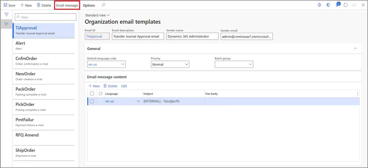 Email Templates: Dynamics 365 Finance and Operations – Dynamics Tips
