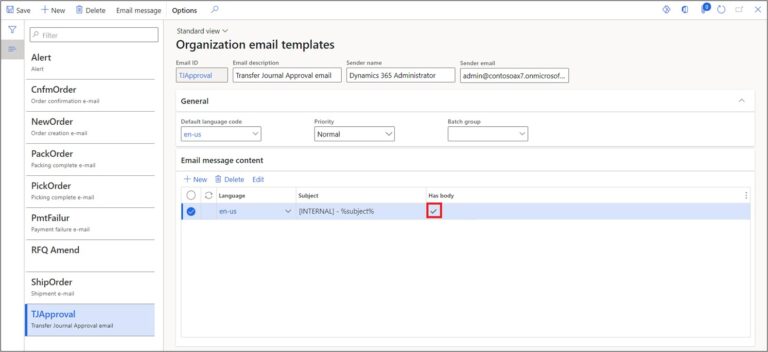 Email Templates: Dynamics 365 Finance and Operations – Dynamics Tips